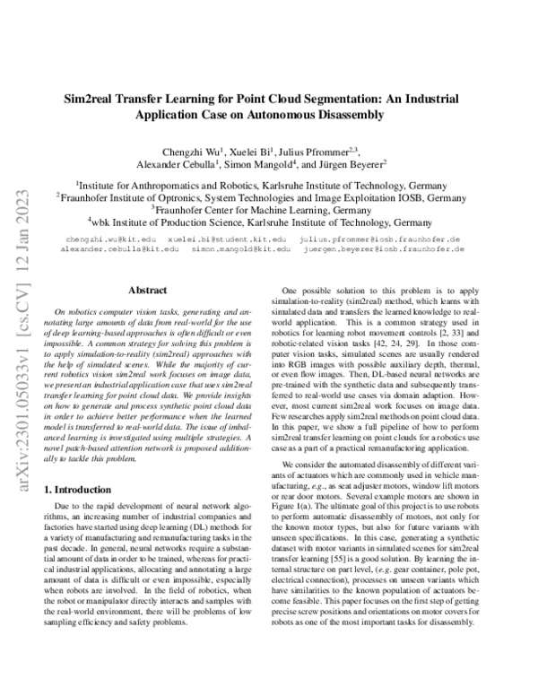 (PDF) Sim2real Transfer Learning for Point Cloud Segmentation: An ...