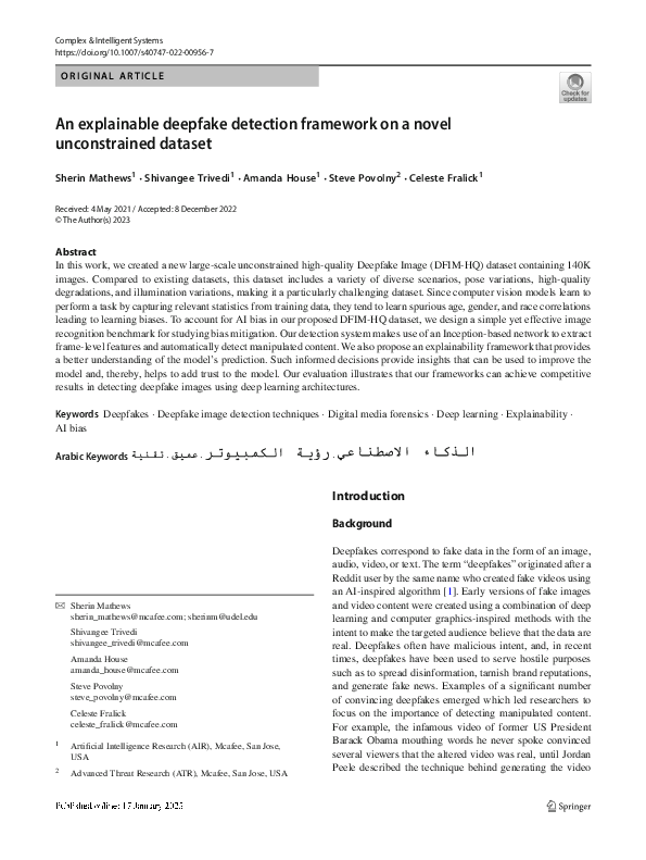 An Explainable Deepfake Detection Framework On A Novel Unconstrained Dataset 6339