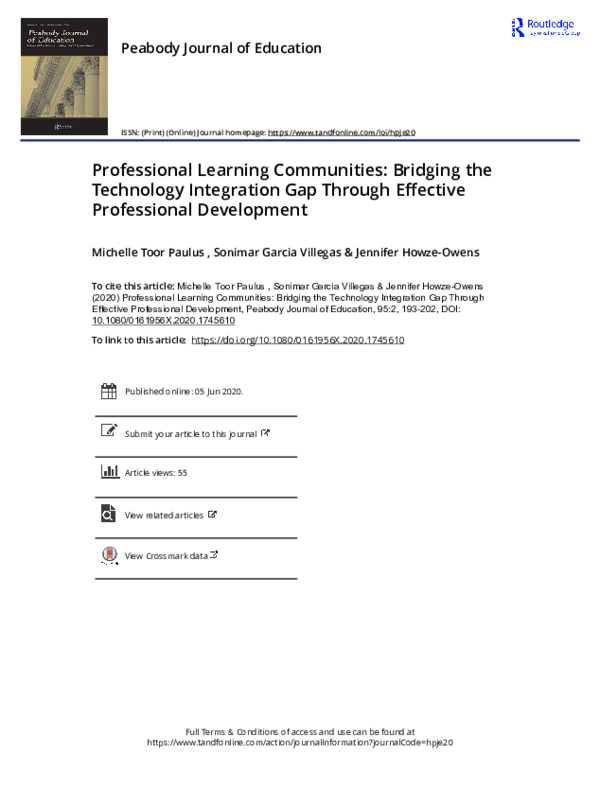 (PDF) Professional Learning Communities: Bridging the Technology Integration Gap Through ...