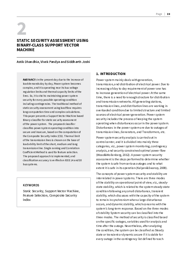 (PDF) SVM-Based Static Security Assessment of Power Systems