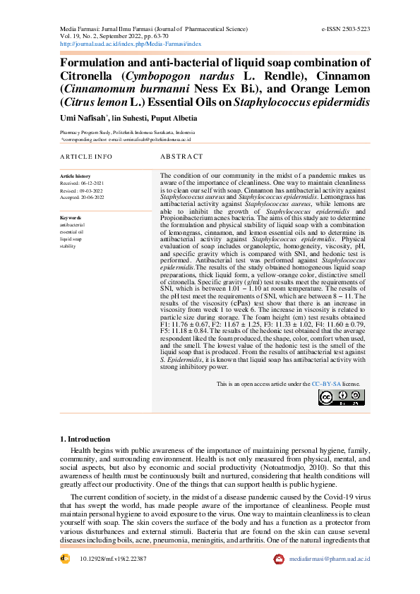(PDF) Formulation and anti-bacterial of liquid soap combination of ...