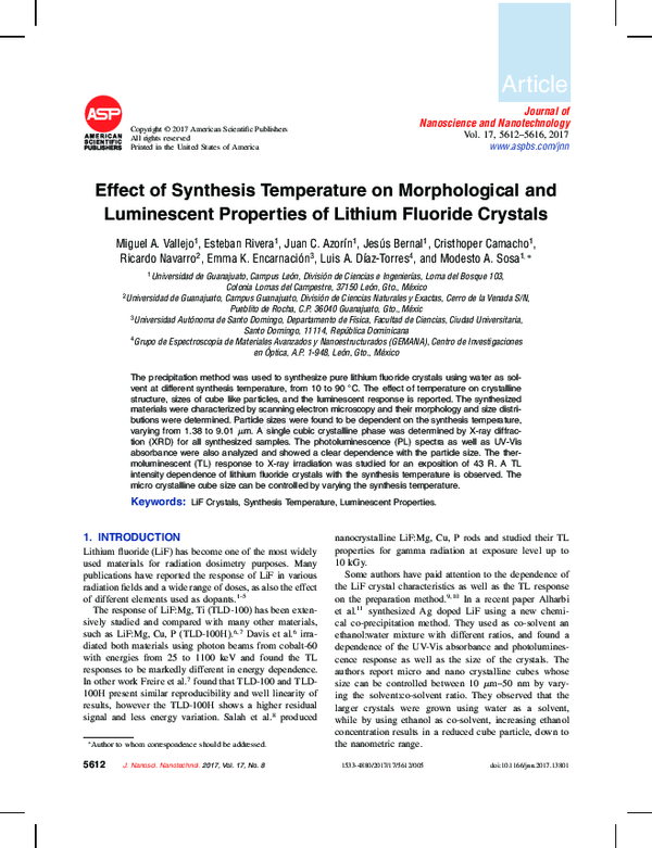Pdf The Effect Of Synthesis Temperature On The Morphologies And Visible Light Photocatalytic