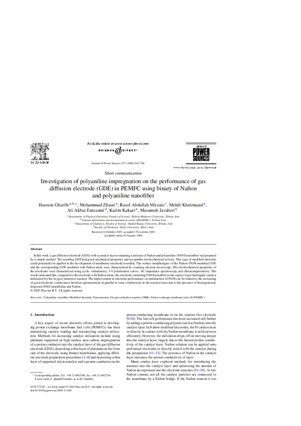 (PDF) Investigation of polyaniline impregnation on the performance of ...