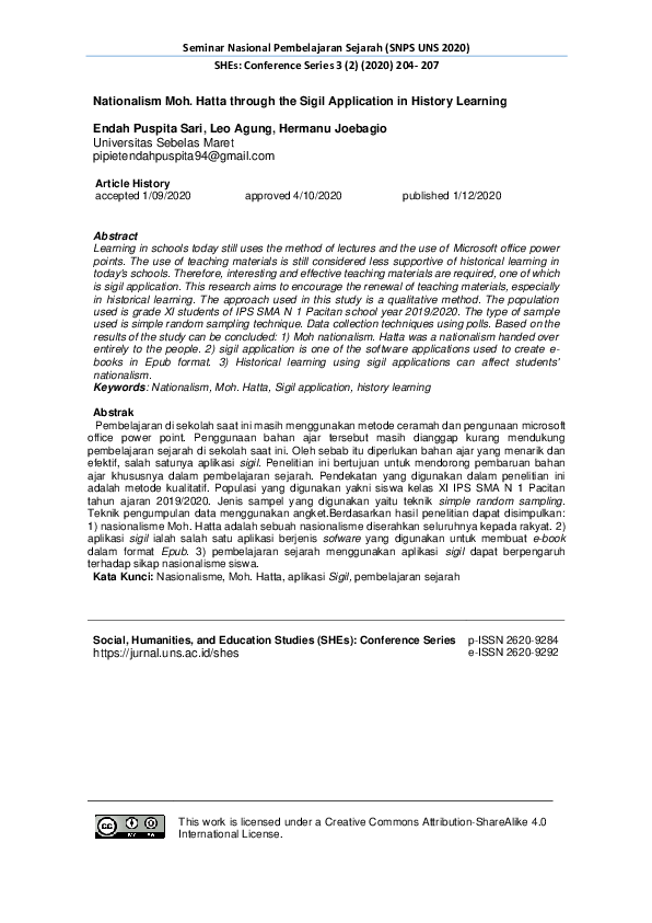 (PDF) Nationalism Moh. Hatta through the Sigil Application in History ...
