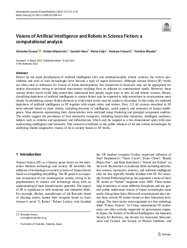 (PDF) Visions of Artificial Intelligence and Robots in Science Fiction ...