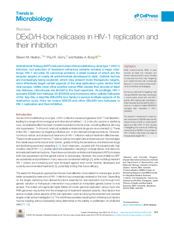(PDF) DExD/H-box helicases in HIV-1 replication and their inhibition ...