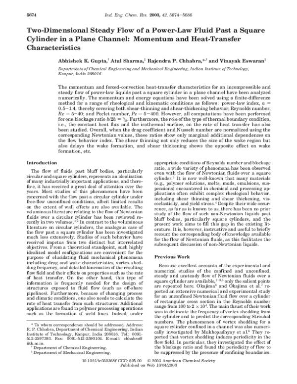 (PDF) Two-Dimensional Steady Flow of a Power-Law Fluid Past a Square Cylinder in a Plane Channel ...