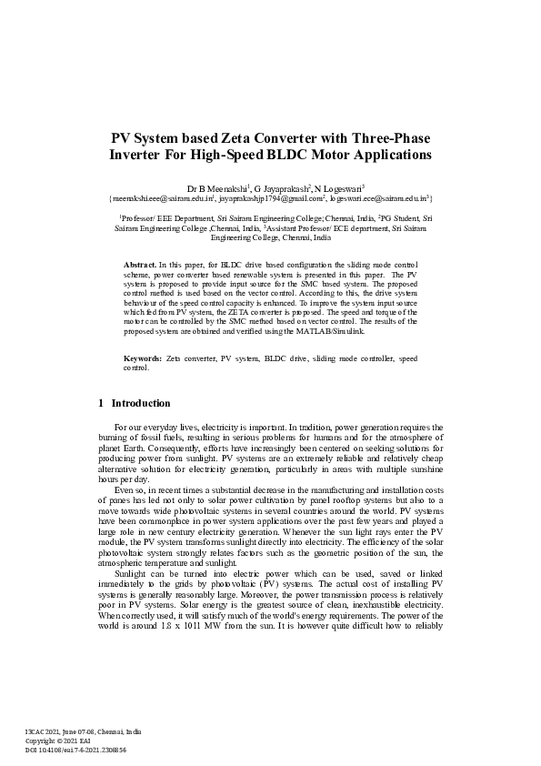 (PDF) PV System based Zeta Converter with Three-Phase Inverter For High-Speed BLDC Motor ...