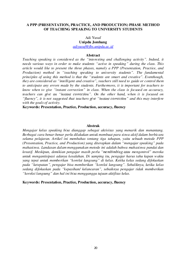 (PDF) A PPP (Presentation, Practice, and Production) Phase Method of ...