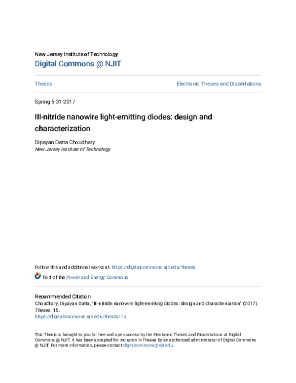 (PDF) III-nitride nanowire light-emitting diodes: design and characterization