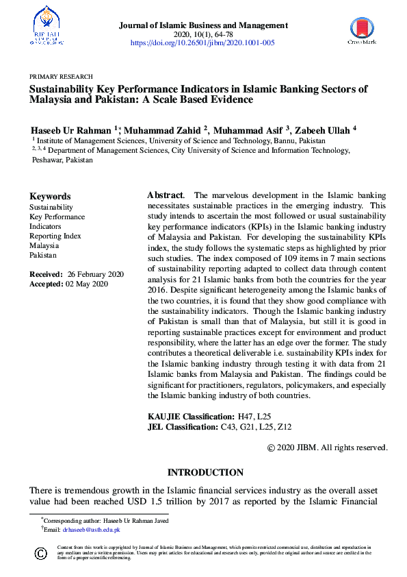 (PDF) Sustainability Key Performance Indicators in Islamic Banking ...