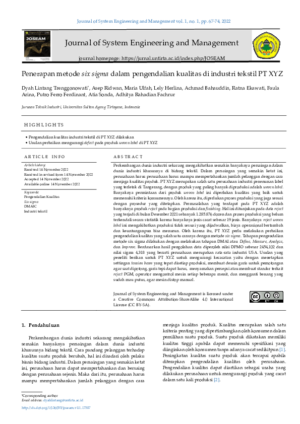(PDF) Penerapan metode six sigma dalam pengendalian kualitas di ...
