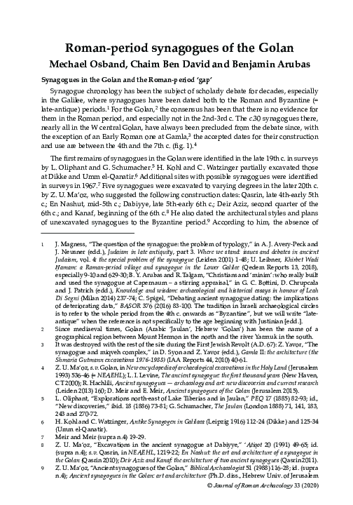 (PDF) Roman-period synagogues of the Golan