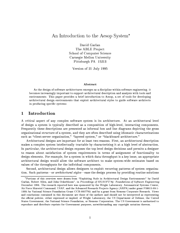 (PDF) An introduction to the Aesop system