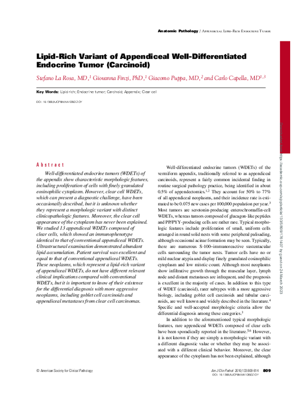 (PDF) Lipid-Rich Variant of Appendiceal Well-Differentiated Endocrine ...
