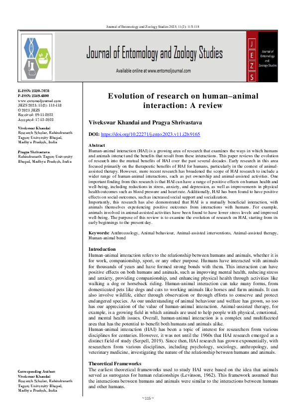 (PDF) Evolution of research on human-animal interaction: A review
