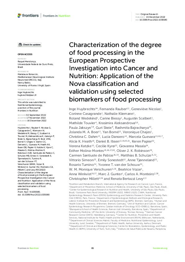 (PDF) Characterization of the degree of food processing in the European ...