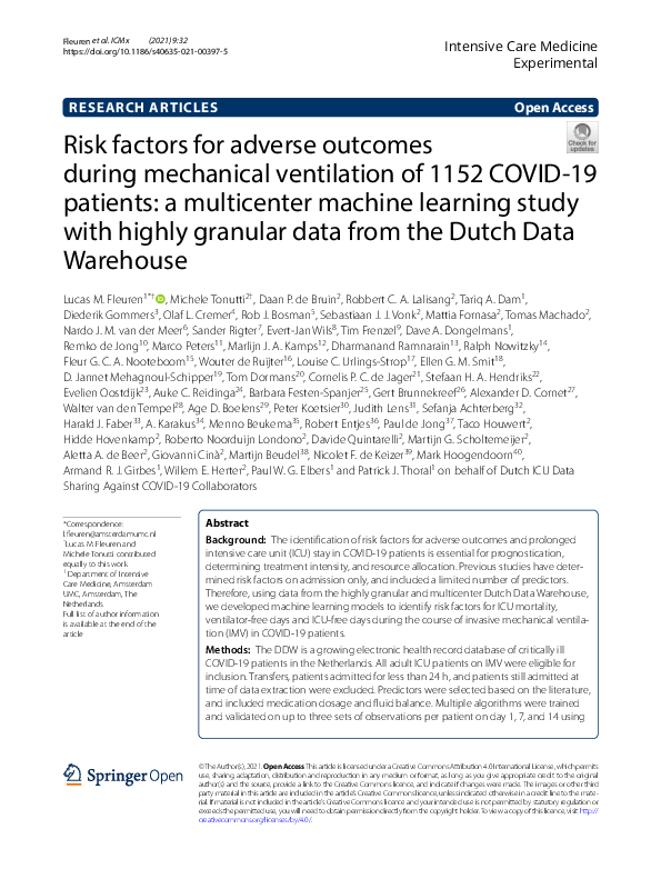 (PDF) Risk factors for adverse outcomes during mechanical ventilation ...