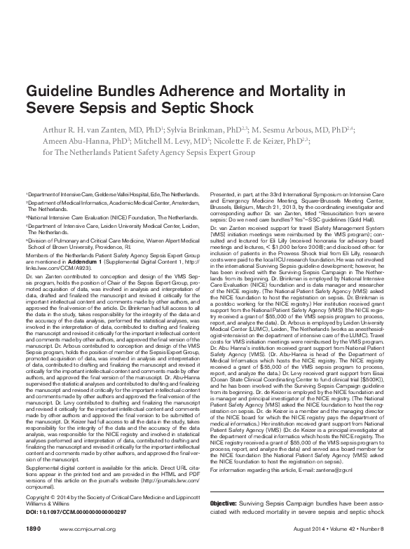 (PDF) Guideline Bundles Adherence and Mortality in Severe Sepsis and ...