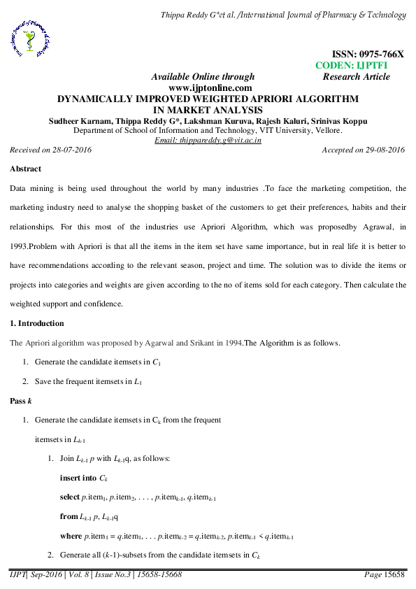 Pdf Dynamically Improved Weighted Apriori Algorithm In Market Analysis