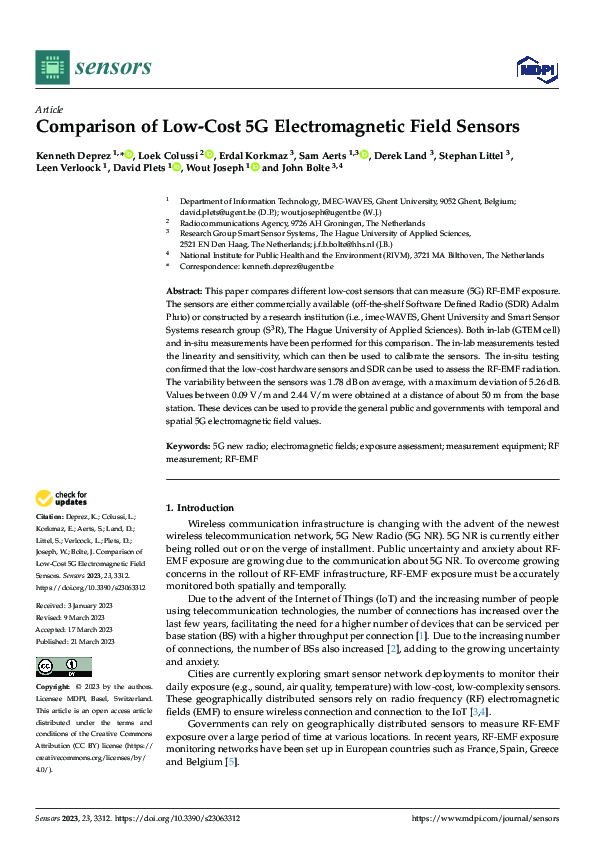 Pdf Comparison Of Low Cost 5g Electromagnetic Field Sensors