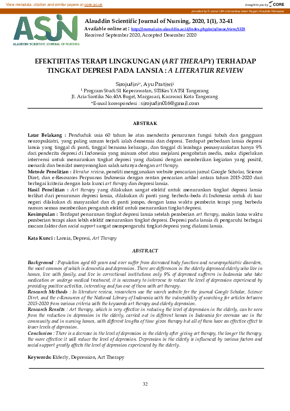(PDF) Efektifitas Terapi Lingkungan (Art Therapy) Terhadap Tingkat ...