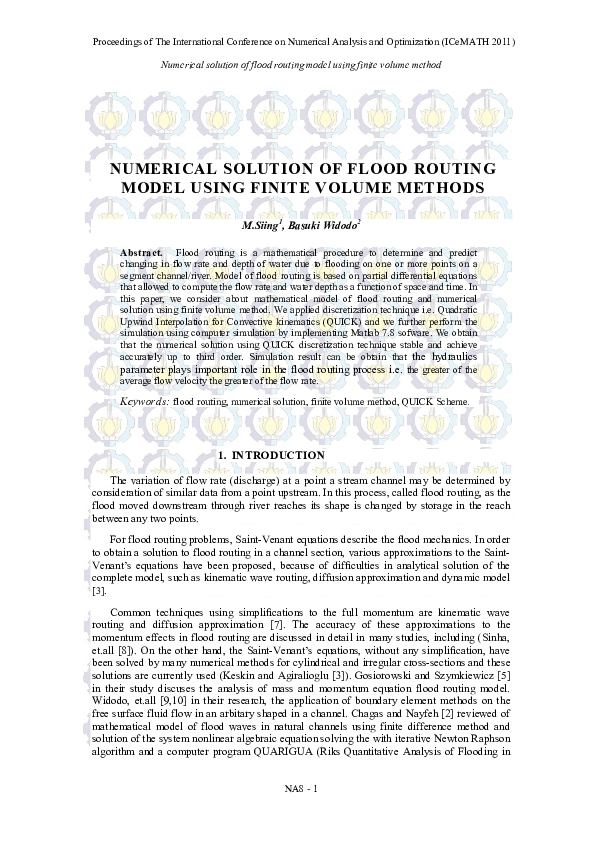 Pdf Numerical Solution Of Flood Routing Model Using Finite Volume Methods