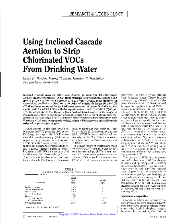 (PDF) Using Inclined Cascade Aeration to Strip Chlorinated VOCs From ...