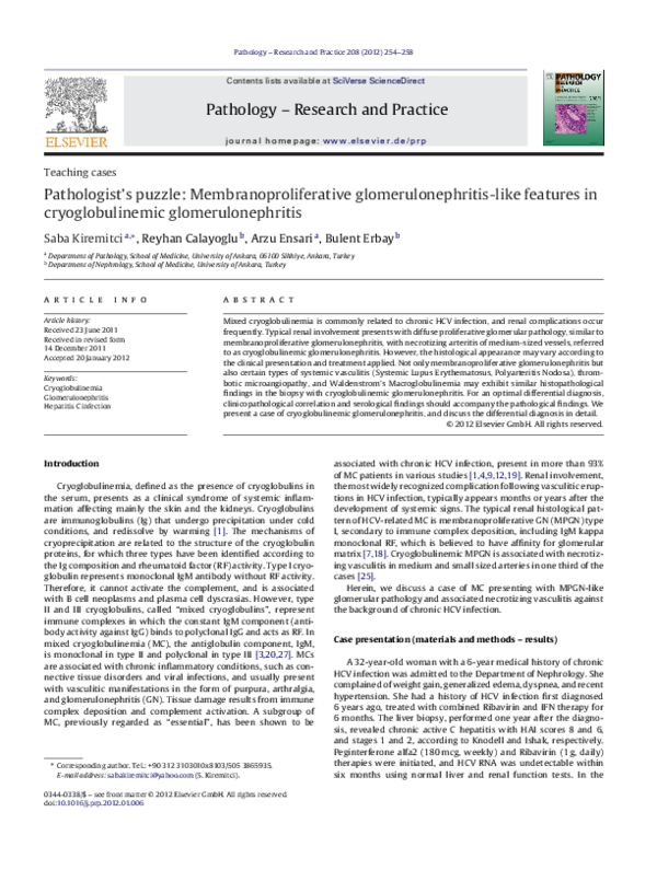 (PDF) Pathologist's puzzle: Membranoproliferative glomerulonephritis ...