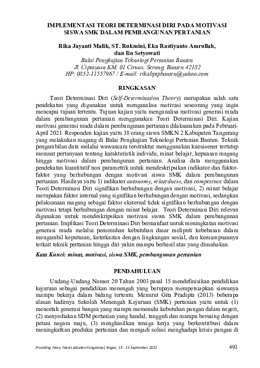 (PDF) Implementasi Teori Determinasi Diri Pada Motivasi Siswa SMK dalam Pembangunan Pertanian
