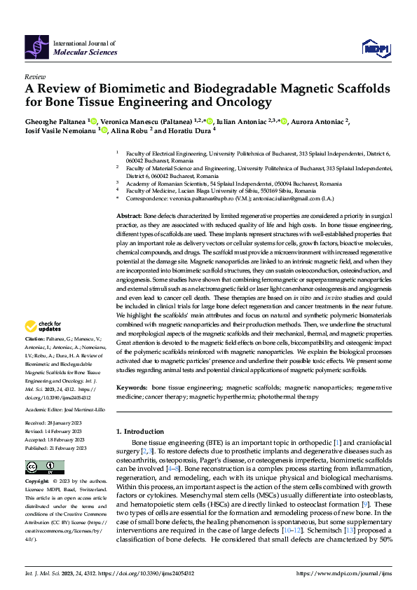 (PDF) A Review of Biomimetic and Biodegradable Magnetic Scaffolds for Bone Tissue Engineering ...