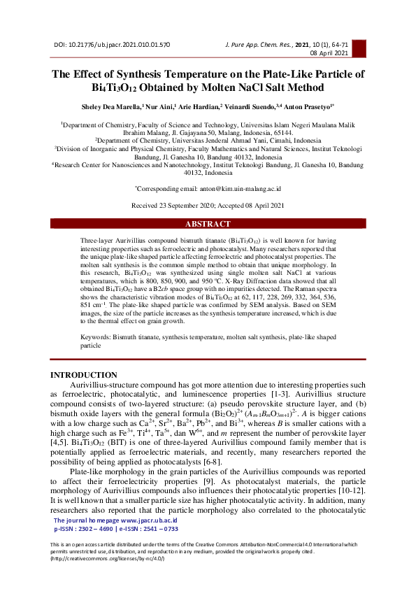 (PDF) Temperature Effects on Bi4Ti3O12 Plate-Like Particles
