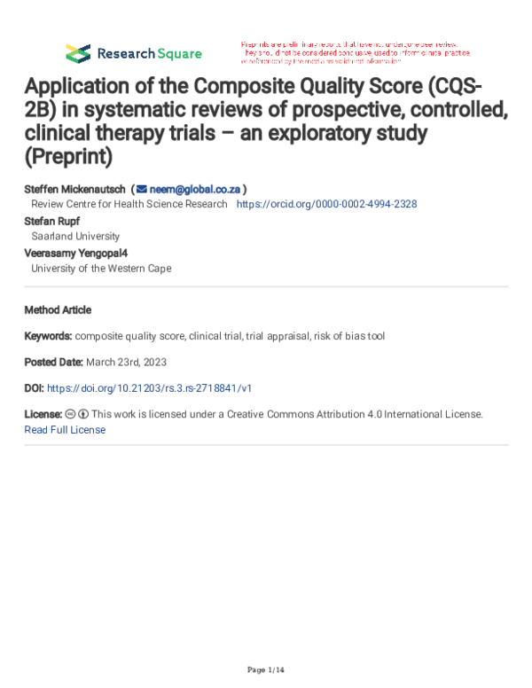 (PDF) Application of the Composite Quality Score (CQS-2B) in systematic ...