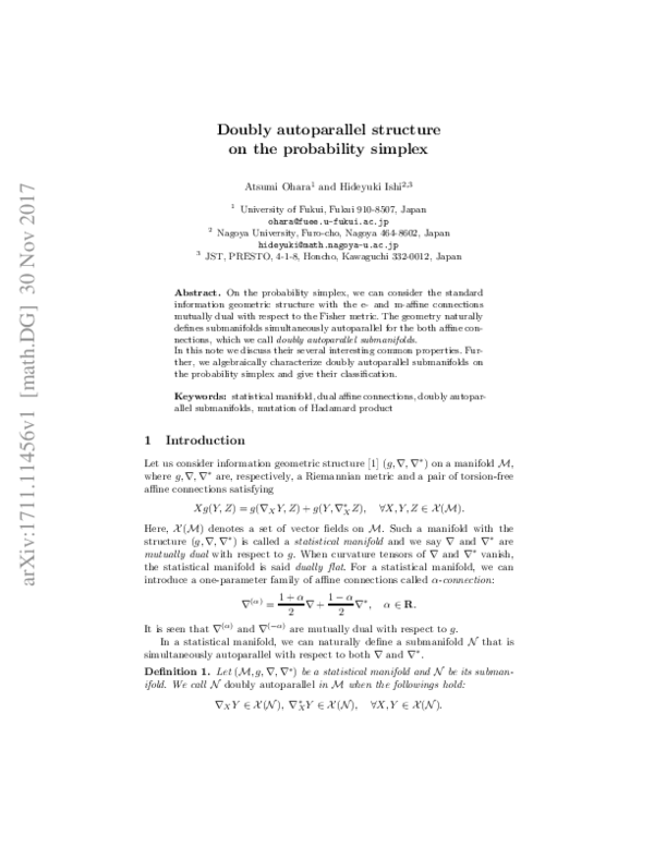 (PDF) Doubly autoparallel structure on the probability simplex