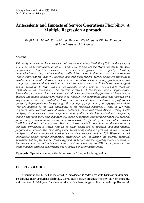 (PDF) Antecedents and Impacts of Service Operations Flexibility: A ...