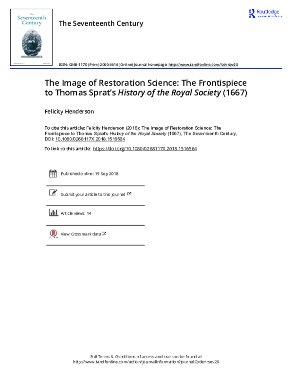 (PDF) The Image of Restoration Science: The Frontispiece to Thomas ...