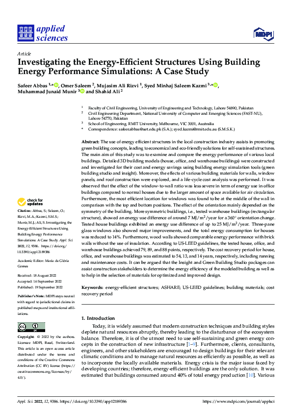 Pdf Investigating The Energy Efficient Structures Using Building