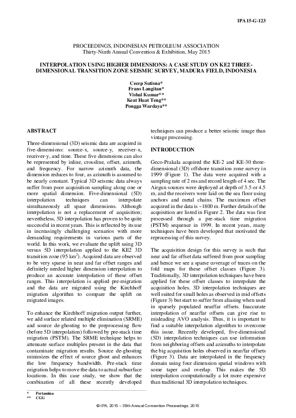 (PDF) Interpolation using higher dimensions: A case study on KE2 3D transition Madura Field