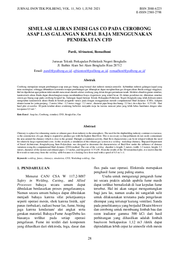 (PDF) Simulasi Aliran Emisi Gas Co Pada Cerobong Asap Las Galangan ...