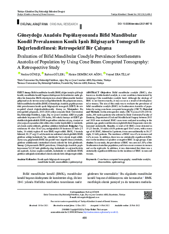 Pdf Evaluation Of Bifid Mandibular Condyle Prevalence Southeastern