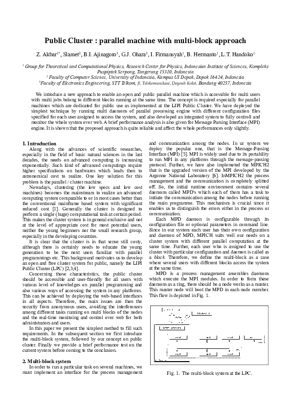 (PDF) Public Cluster: parallel machine with multi-block approach