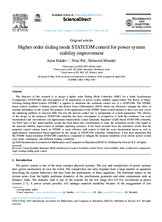 (PDF) Higher order sliding mode STATCOM control for power system ...