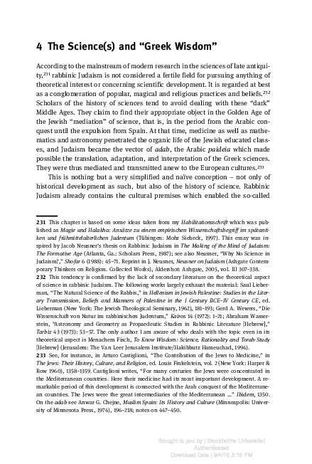 (PDF) 4. The Science(s) and “Greek Wisdom”