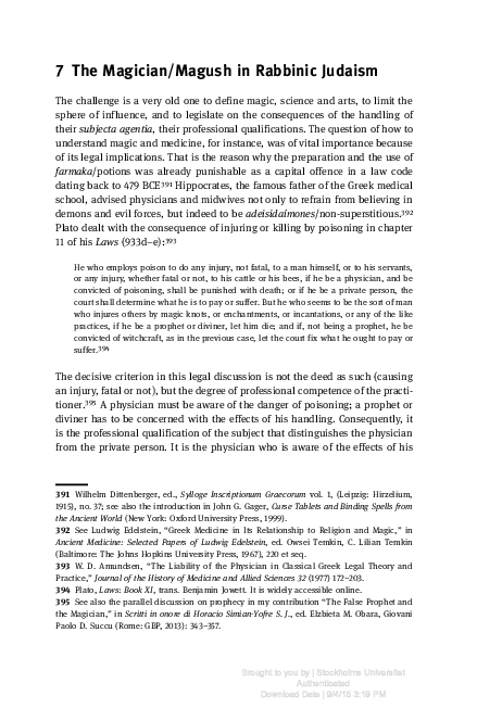 (PDF) 7. The Magician/Magush in Rabbinic Judaism