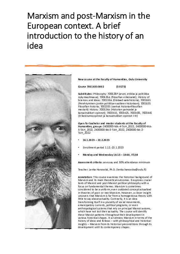 (PDF) Marxism and post-Marxism in the European context. A brief ...