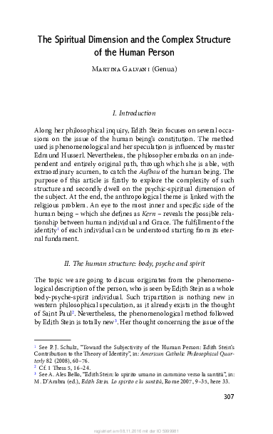 (PDF) The spiritual dimension and the complex structure of the human person