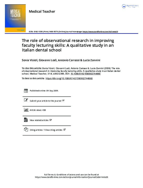 (PDF) The role of observational research in improving faculty lecturing ...