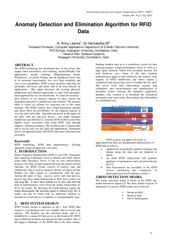 Pdf Anomaly Detection And Elimination Algorithm For Rfid Data In