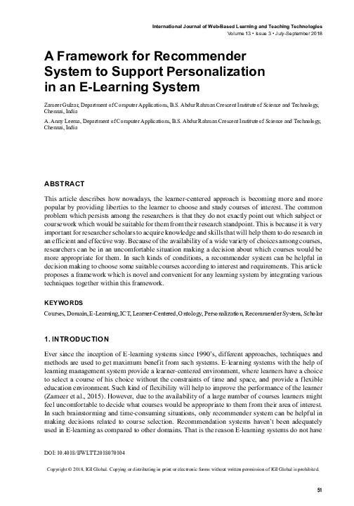 (PDF) A Framework for Recommender System to Support Personalization in ...