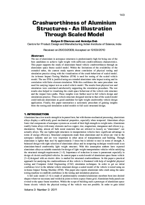 (PDF) Crashworthiness of Aluminium Structures - An Illustration Through Scaled Model